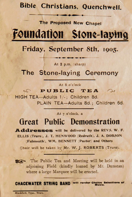 Mapping Methodism – Quenchwell 1906 Bible Christian Chapel – Cornish Story